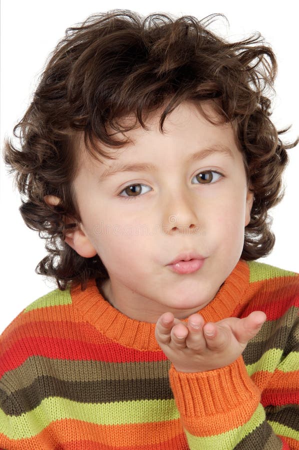 Adorable Child Sending a Kiss Stock Photo - Image of family, childhood ...