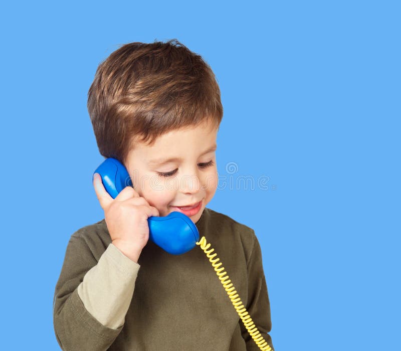 Adorable Child Talking on Phone Stock Photo - Image of lovely, small ...