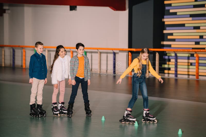 Adorable children skating stock image. Image of team - 155852721