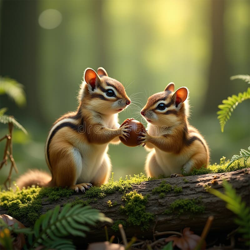 Chipmunks stock vector. Illustration of squirrel, attentive - 63602145