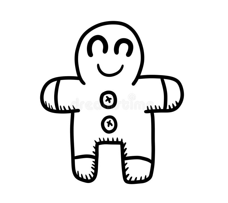 Adorable Christmas Gingerbread Man Doodle Stock Illustration ...