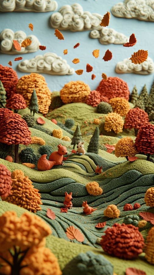 Adorable Claymation Animals Planting Trees for Earth Day Stock Image ...