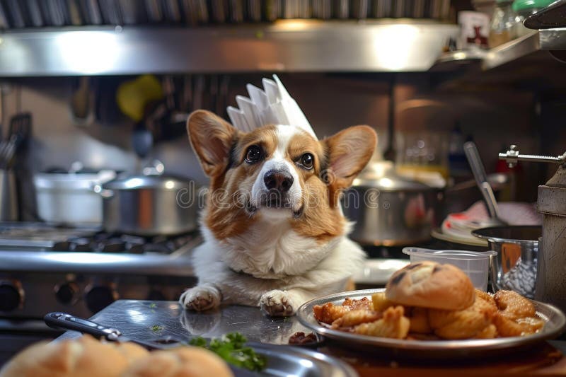 Chef dog in the kitchen stock image. Image of pets, animals - 326366521