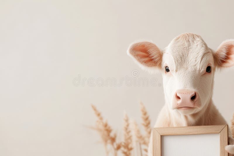 Adorable Cow with Frame Amidst Rustic Farm Background Stock Image ...