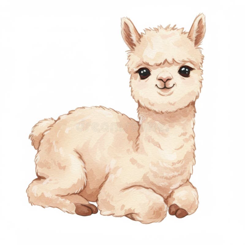 Adorable Cream-Colored Baby Alpaca Illustration Stock Illustration ...