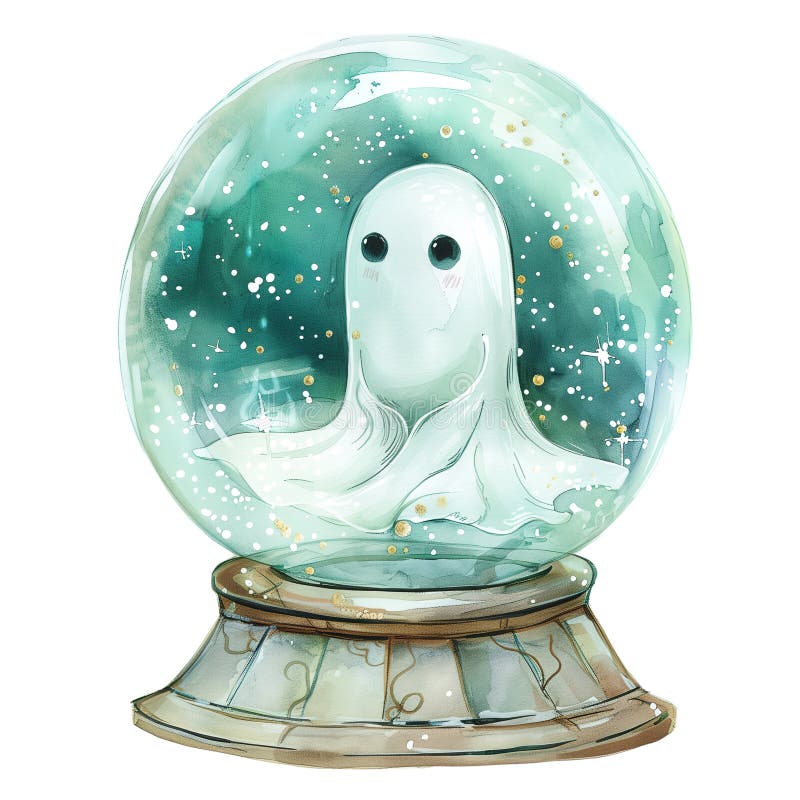 Adorable Crystal Ball with Cute Ghost Inside Stock Image - Image of ...