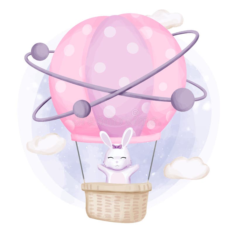 Adorable Cute Animal Rabbit Fly High Stock Vector - Illustration of ...