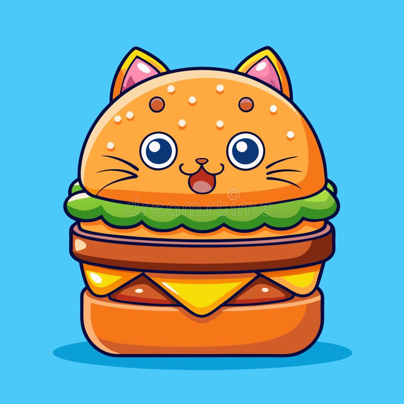 Adorable Cute Cat Burger Cartoon Vector Icon Illustration Stock Vector ...