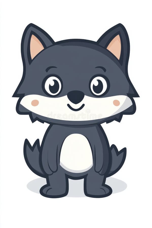 Adorable Cute Wolf Icon with a Friendly Expression and Cheerful Stance ...