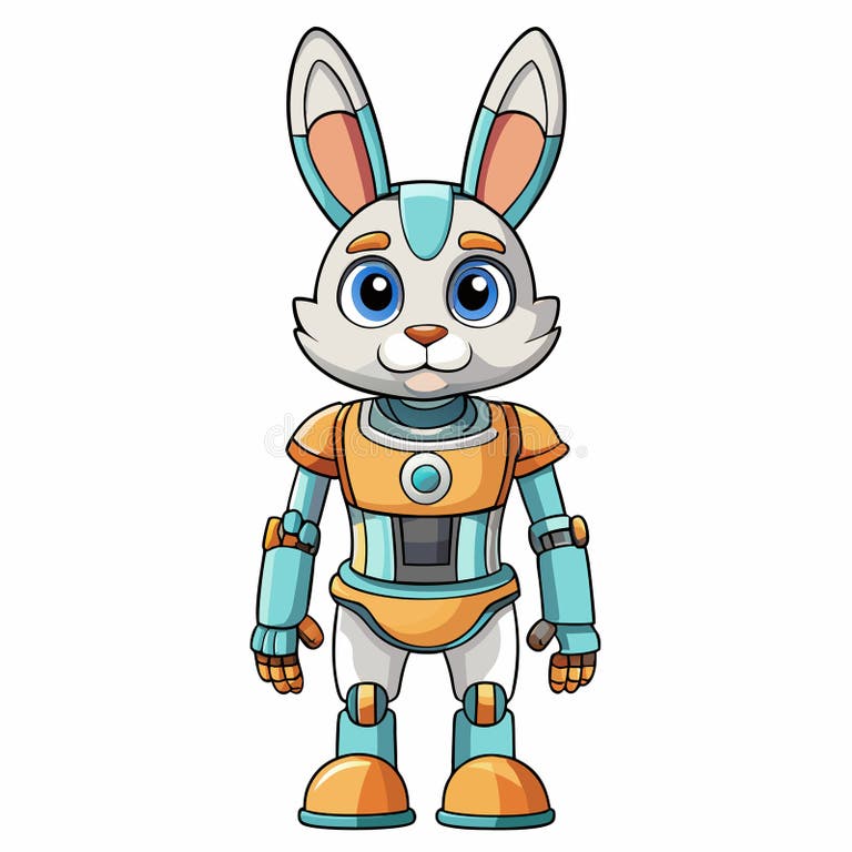 Cute and Adorable Robot Rabbit Vector Icon Illustration with Cybernetic ...