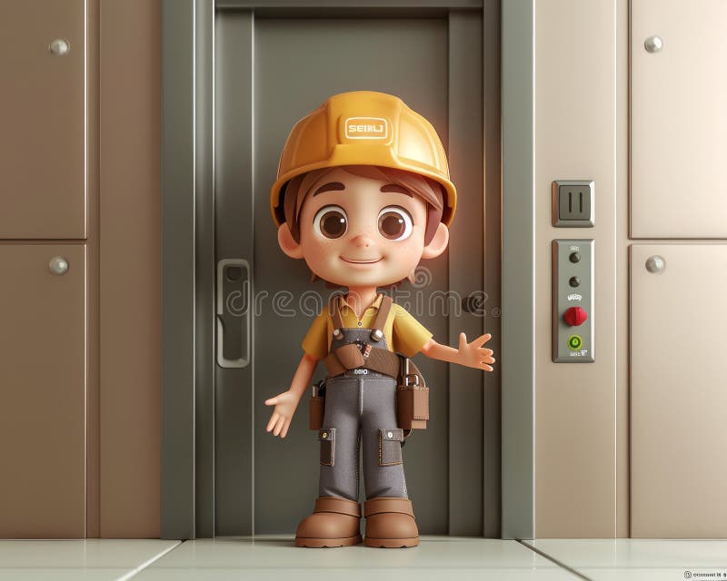 Adorable 3D Animated Construction Worker Character with Hard Hat and ...