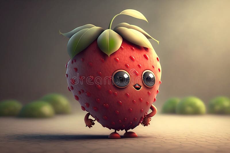 Adorable 3D Cartoon Strawberry Character, Generative Ai Stock ...