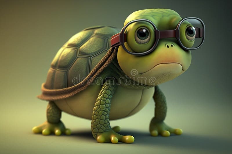 Adorable 3D Cartoon Turtle Character Design, Generative Ai Stock ...