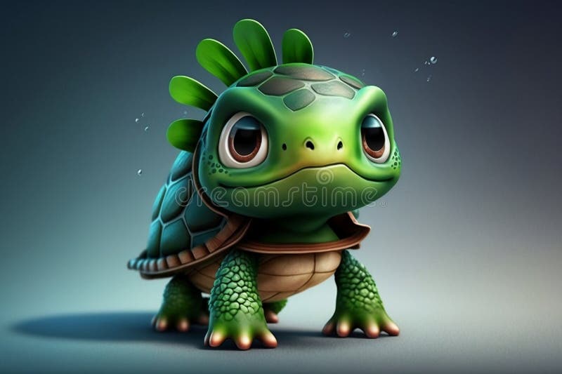 Adorable 3D Cartoon Turtle Character Design, Generative Ai Stock ...