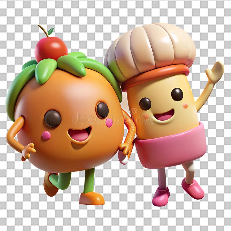 3D Rendering of Food Friends Characters Stock Illustration ...