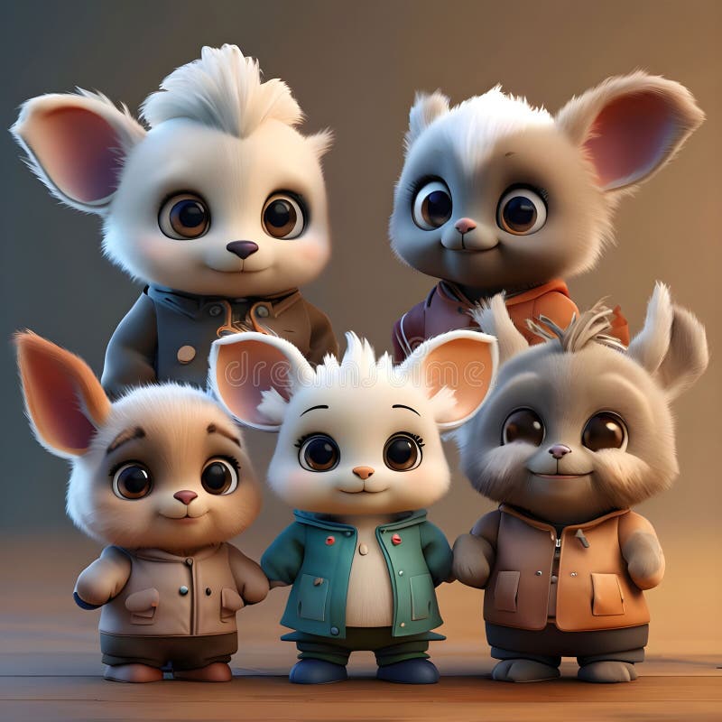 Adorable 3d Characters of Small Animals Stock Illustration ...