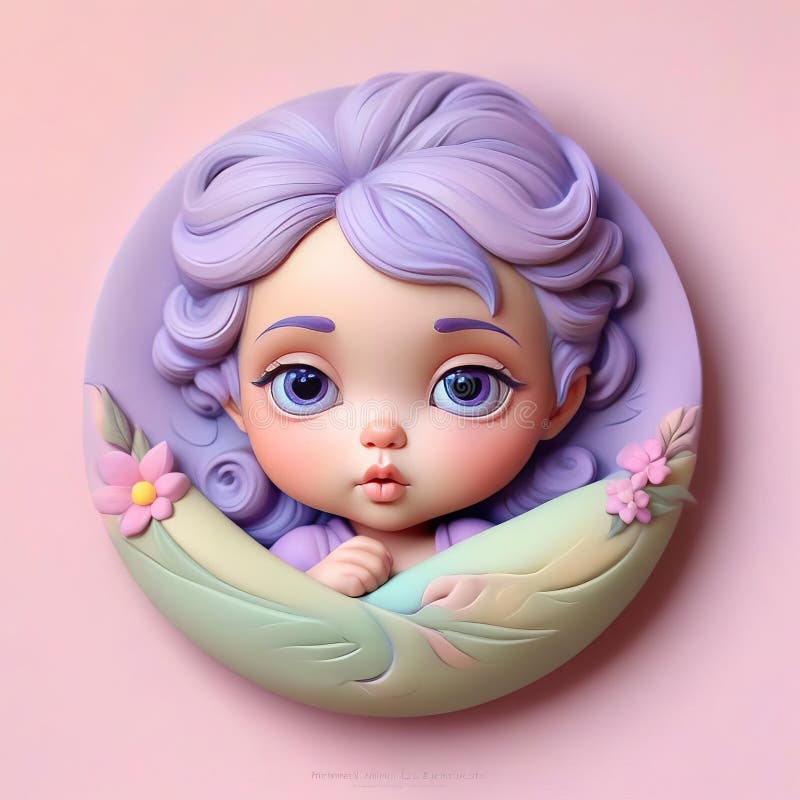 Adorable 3D Clay Baby Icon stock illustration. Illustration of artistic ...