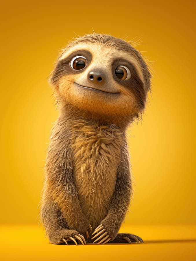 Adorable 3D Illustration of a Smiling Sloth. Generative Ai Stock ...