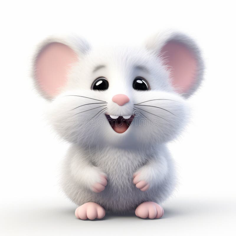 Colorful and Cute White Mouse Character in Playful 3d Animation Style ...