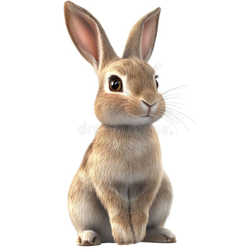 Adorable 3D Render of a Brown Bunny Rabbit Stock Illustration ...