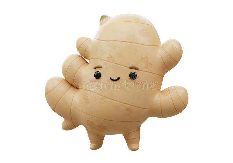 Adorable 3D Render of a Happy Ginger Root Character Design, Playful and ...