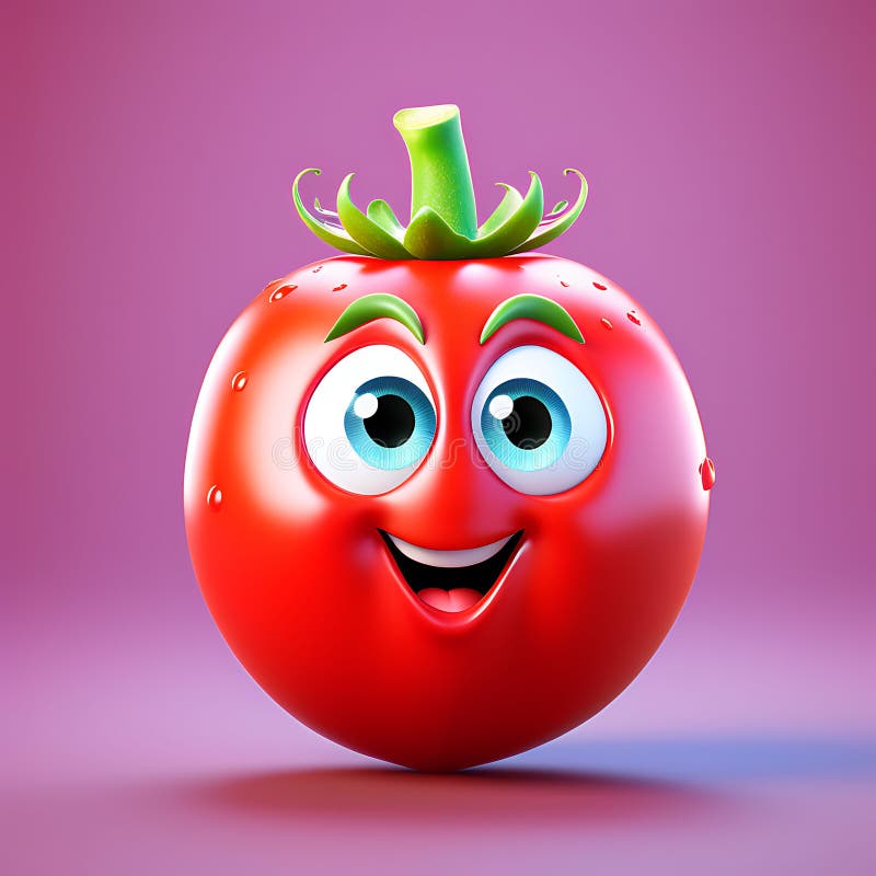 Adorable 3D Render of Isolated Cut Tomato on Solid Background - Vibrant ...