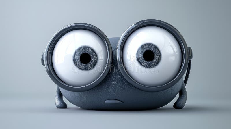 Adorable 3D Render of a Sad Cartoon Creature with Big Eyes and Glasses ...