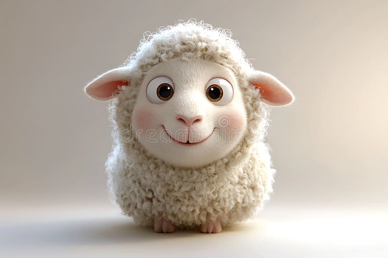 Adorable 3D Render of a Smiling Cartoon Lamb Stock Illustration ...