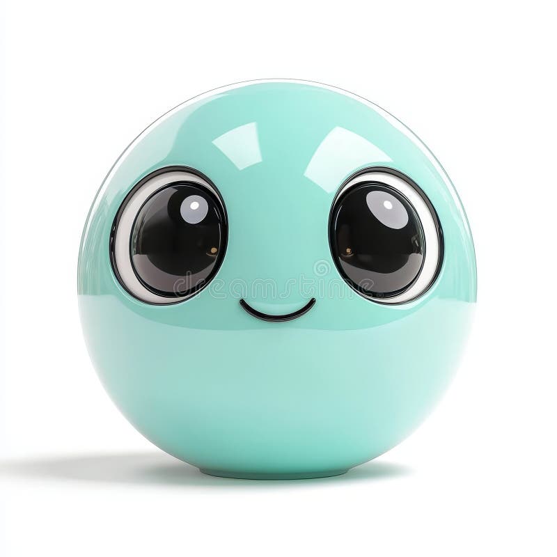 Adorable 3D Rendered Mint Emoji with Large Eyes and Joyful Expression ...
