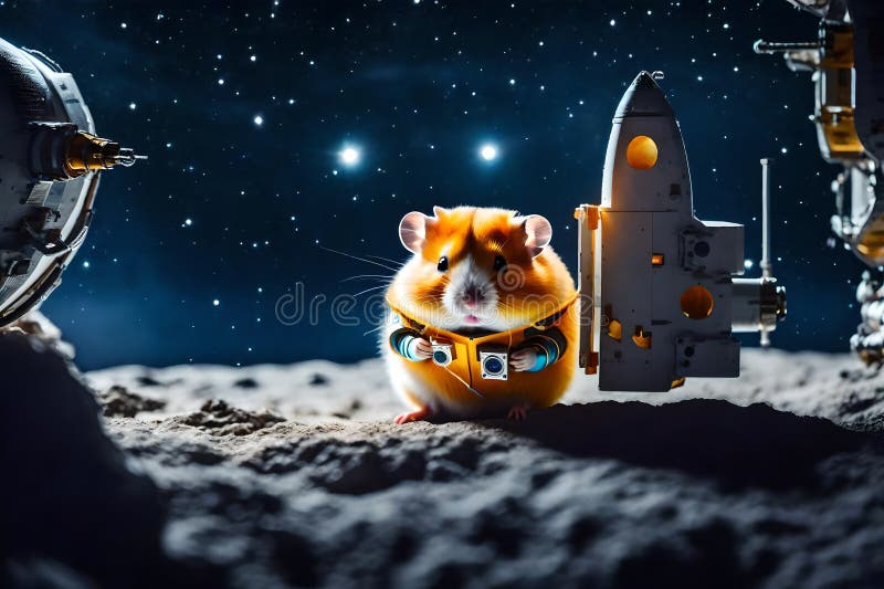 Adorable 3D Rendered Mouse Astronaut Enjoying Cheese in Outer Space ...
