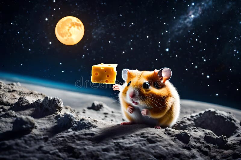 Adorable 3D Rendered Mouse in an Astronaut Outfit Enjoying Cheese in ...