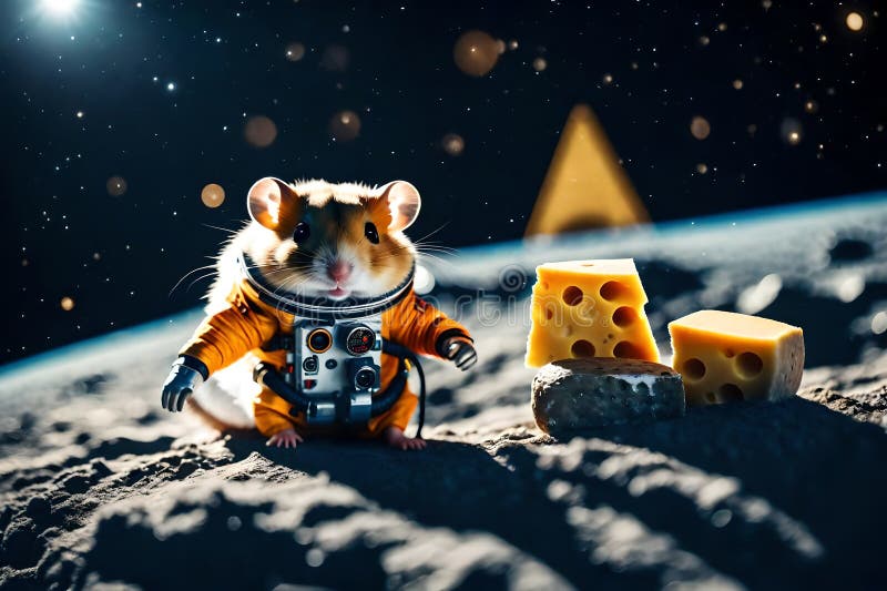 Adorable 3D Rendered Mouse in an Astronaut Outfit Enjoying Cheese in ...