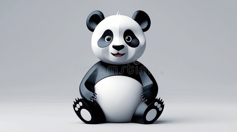 Adorable 3D Rendered Panda Sitting with a Friendly Expression, Perfect ...