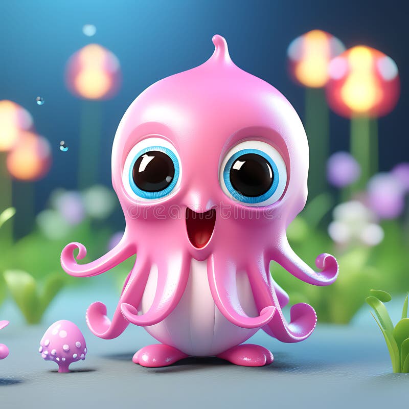 Adorable 3D Style Squid - a Captivating and Imaginative Underwater ...