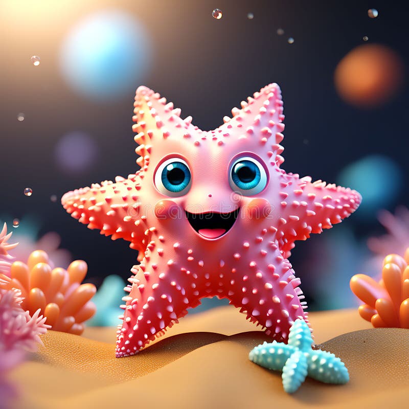 Adorable 3D Style Starfish Crafted with Generative AI - a Whimsical ...