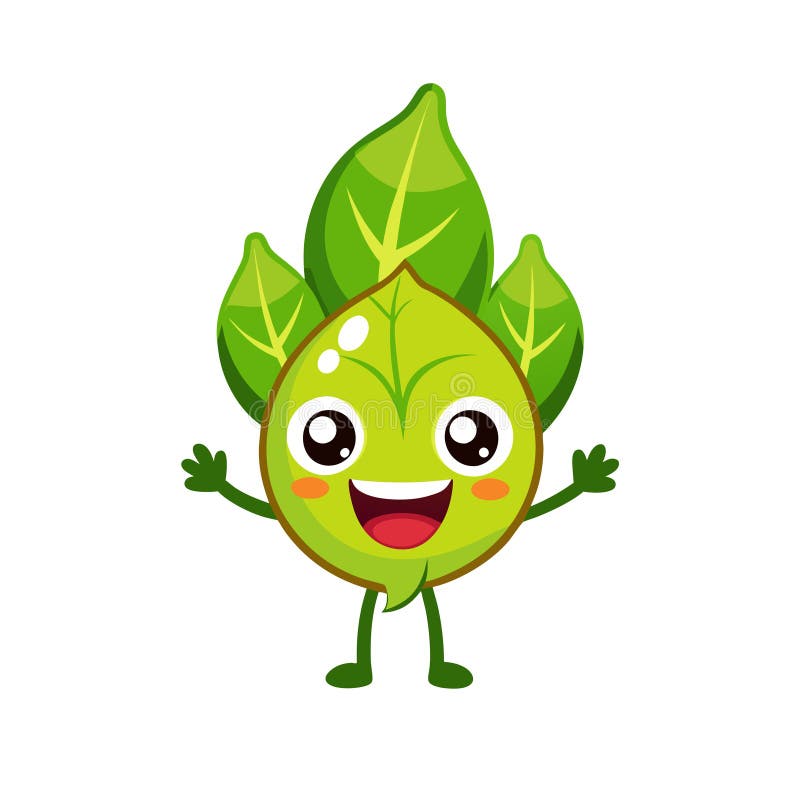 Adorable Delightful Curry Leaf Cartoon Character Stock Vector ...