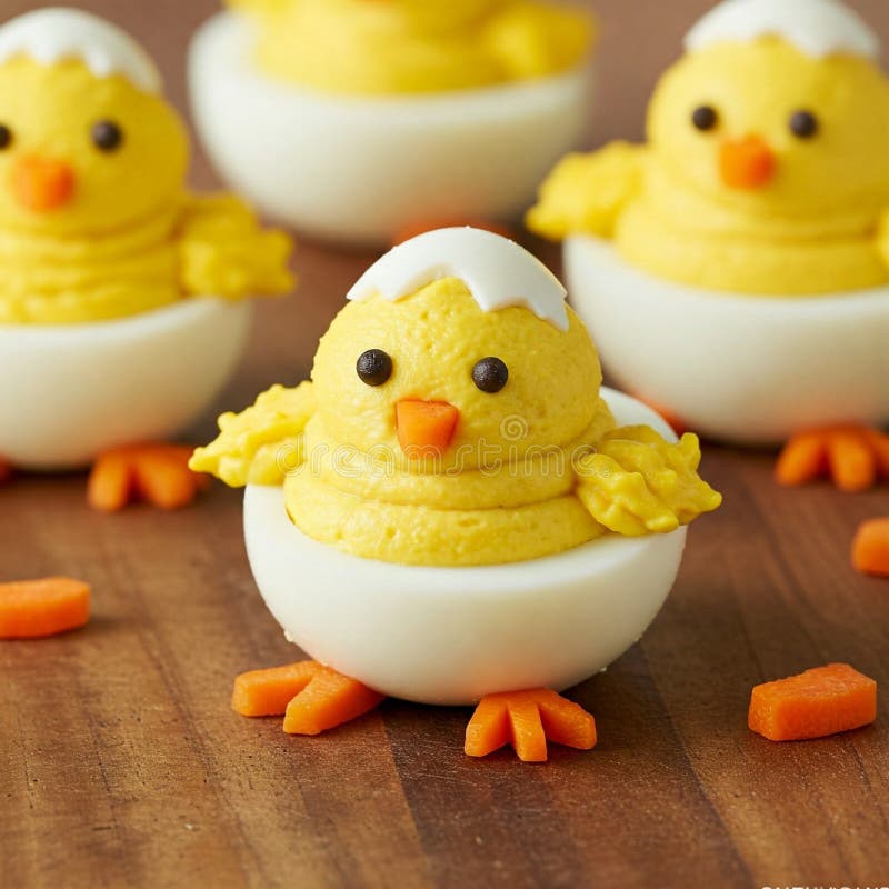 Adorable Deviled Egg Chicks: Easter Appetizer Stock Illustration ...