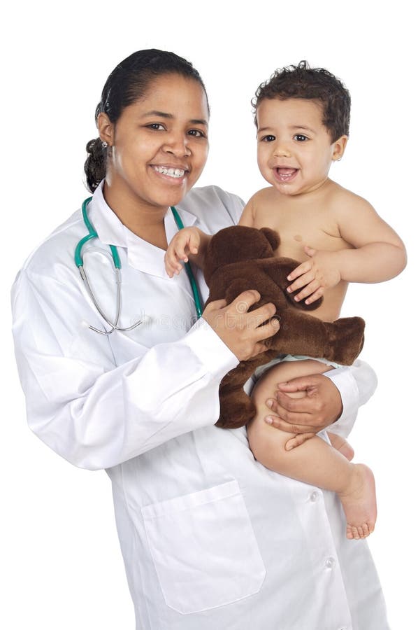Mother Holding Baby for Pediatrician To Examine. Stock Image - Image of ...