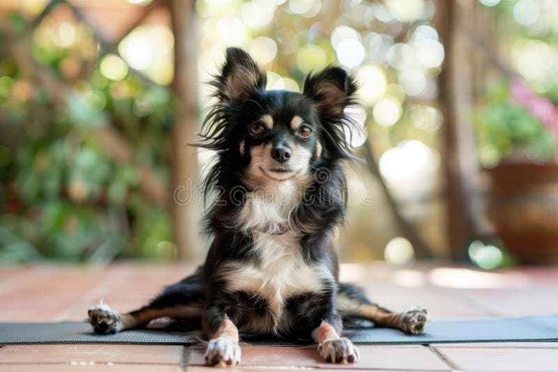 Adorable Dog Doing Yoga in Relax Pose Stock Image - Image of peaceful ...