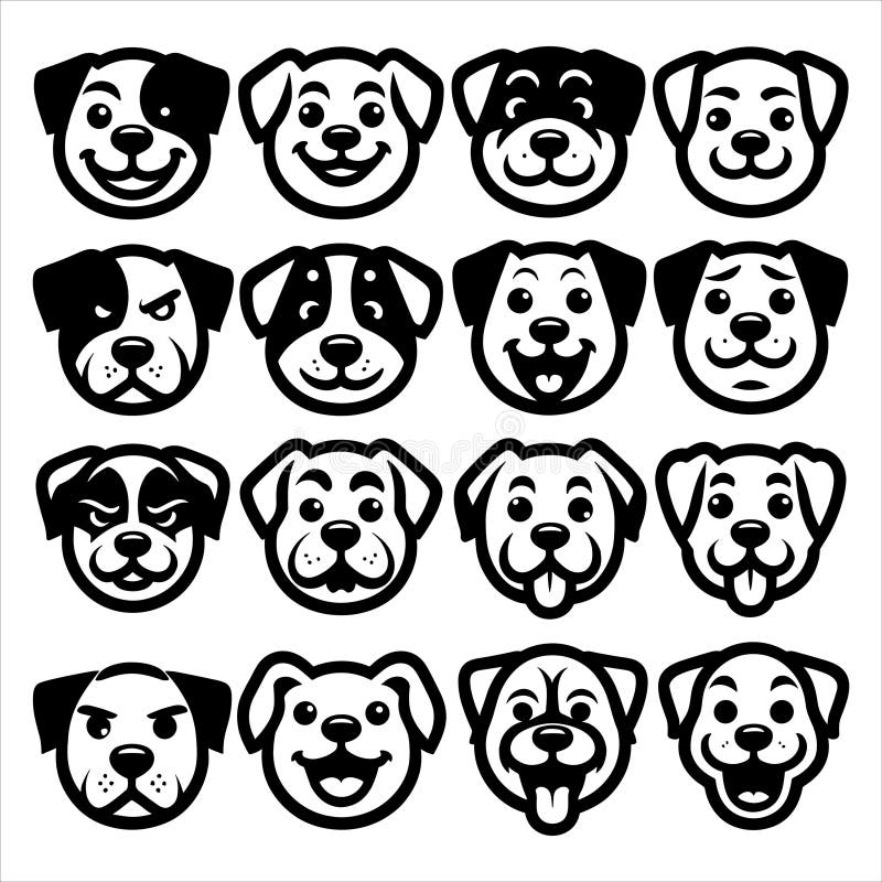 Adorable Dog Face Vector Set: Expressive Canine Emotions Stock Vector ...