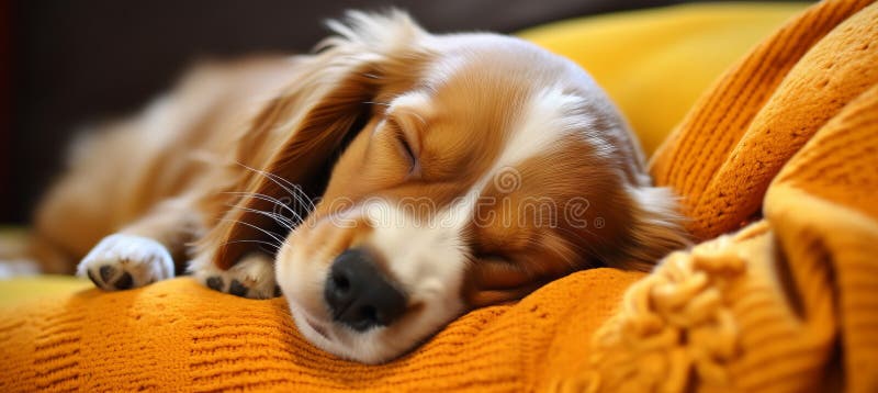 Adorable Dog Peacefully Napping on a Comfortable Sofa, Leaving Ample ...