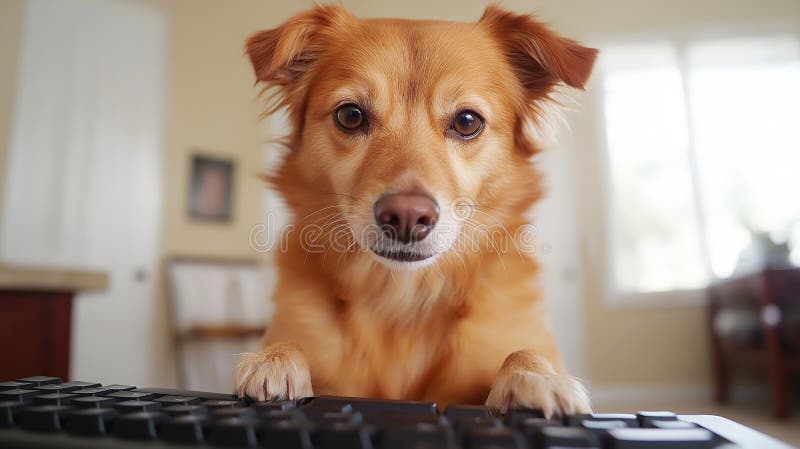 Playful Canine Paws Dancing Across Computer Keyboard while Surfing Web ...