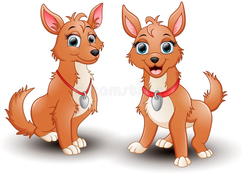 Two Dogs Cartoon Vector Illustration Stock Illustration - Illustration ...