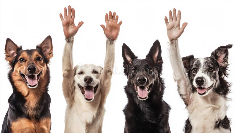 Adorable Dogs High Five Collection for Isolated Images Stock ...