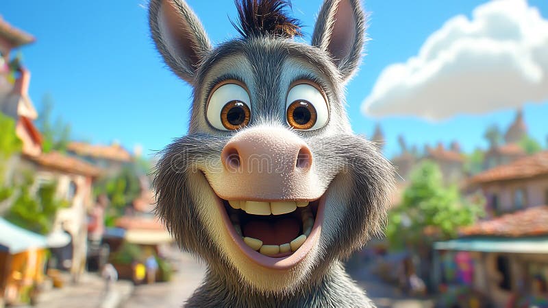 Adorable Donkey Cartoon with Funny Face Stock Illustration ...