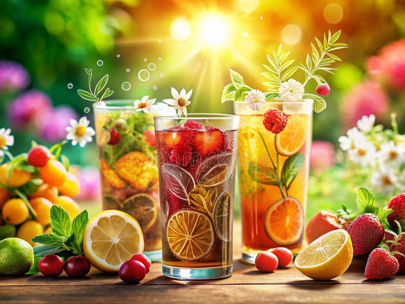 Adorable Double Exposure of Refreshing Drinks a Delightful Collection ...