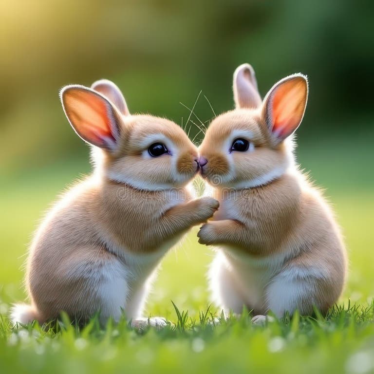 Adorable Dwarf Rabbits Playing Together Stock Photo - Image of bonding ...