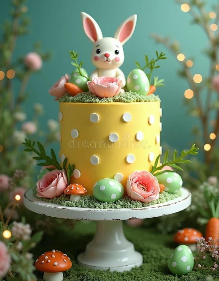 Adorable Easter Bunny Cake stock illustration. Illustration of pastry ...