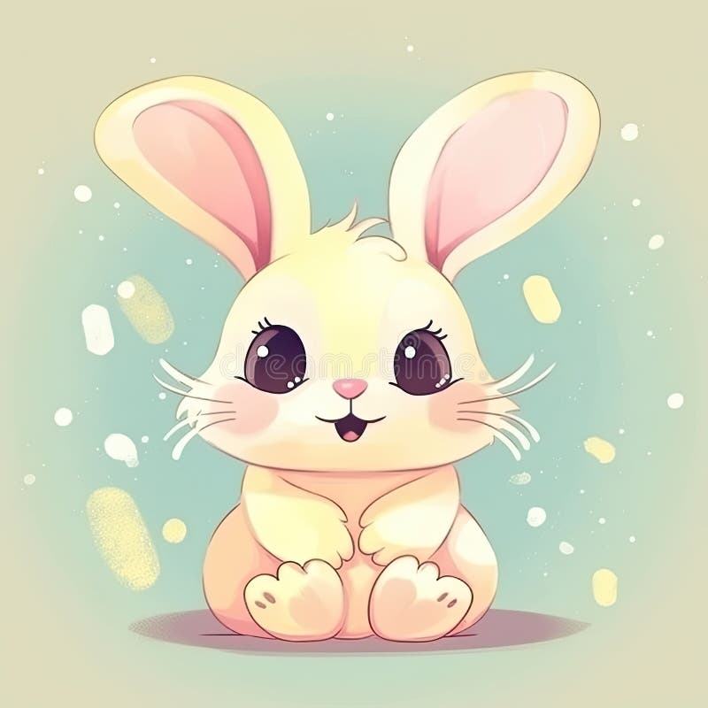 Adorable Easter Bunny Cartoon on a Colour Pastel Background. Generative ...