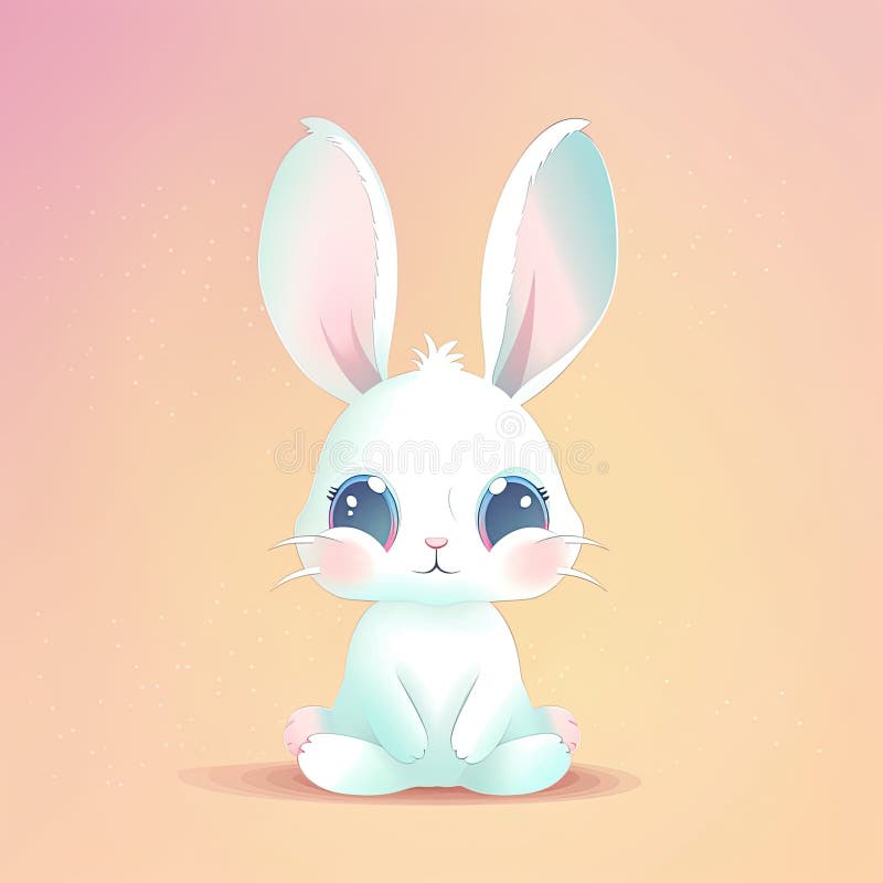 Adorable Easter Bunny Cartoon on a Colour Pastel Background. Generative ...